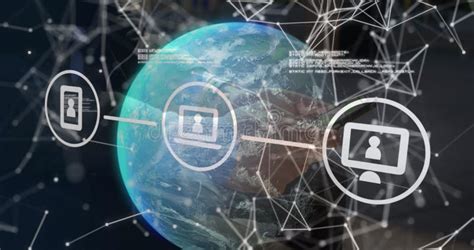 Image Of Network Of Connections With Icons And Globe With Data Over Man