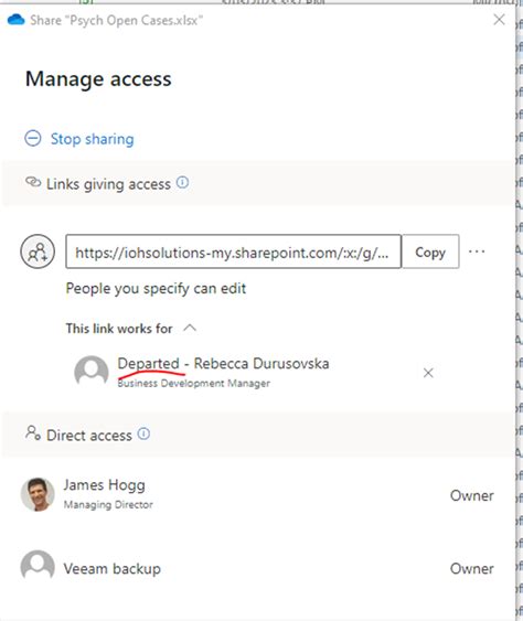 Onedrive Manage Access After Save Resolving Deleted User Not Current User Microsoft Qanda