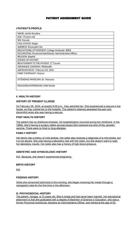 Template 5 Nsg103 Patient Assessment Guide Is Profile Name Jaictin