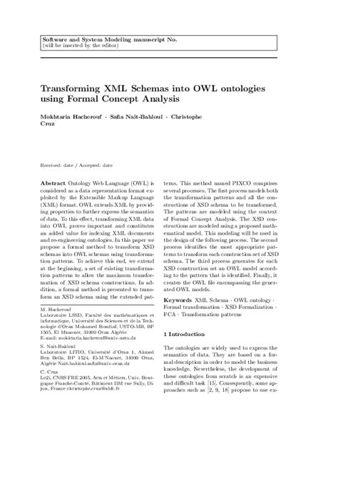 Pdf Transforming Xml Schemas Into Owl Ontologies Using Formal Concept Analysis