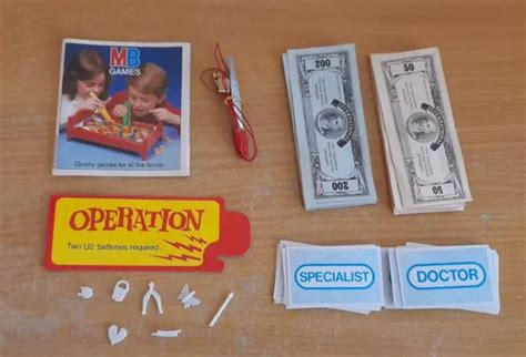 Vintage Operation Board Game Mb Games 1982 Spare Parts And Pieces £495 Picclick Uk