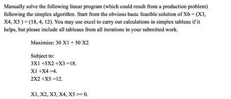 Manually Solve The Following Linear Program Which