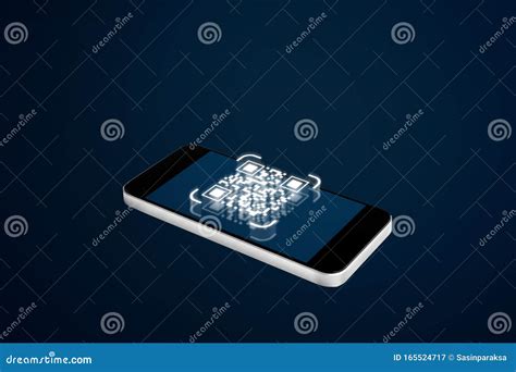 Qr Code Verification System Technology Mobile Smart Phone Scanning Qr Code On Blue Background