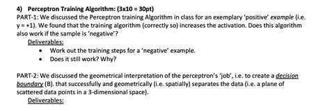 Perceptron Training Algorithm X Pt Chegg