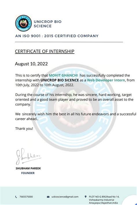 Mohit Ghanchi On Linkedin Technology Internship Share Experience