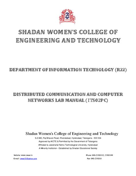 Swcet Dccn Lab Manual Cgfcjyg 𝕊ℍ𝔸𝔻𝔸ℕ 𝕎𝕆𝕄𝔼ℕ𝕊 ℂ𝕆𝕃𝕃𝔼𝔾𝔼 𝕆𝔽 𝔼ℕ𝔾𝕀ℕ𝔼𝔼ℝ𝕀ℕ𝔾 𝔸ℕ𝔻 𝕋𝔼ℂℍℕ𝕆𝕃𝕆𝔾𝕐