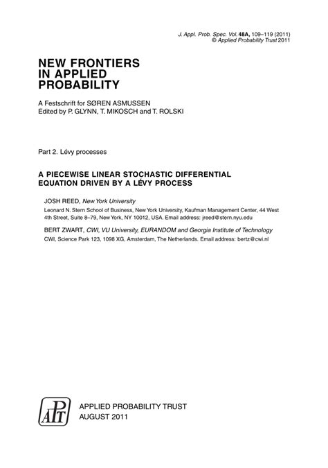Pdf A Piecewise Linear Stochastic Differential Equation Driven By A