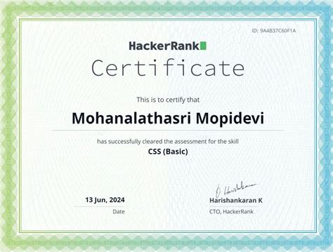 Mohanalathasri Mopidevi On Linkedin Css Hackerrank Skillstest