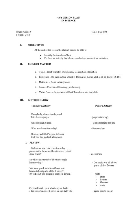 Grade 9 Science Lesson 1