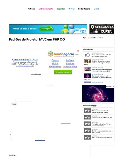 Padrões De Projeto Mvc Em Php Oo Pdf Model View Controller Mvc Php