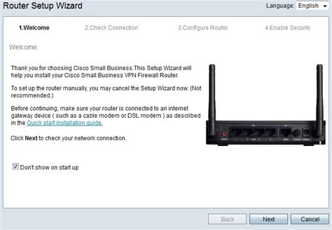 Asistente para la configuración en RV W Cisco