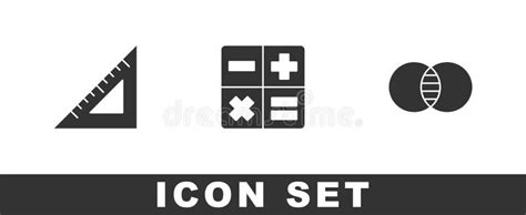 Set Triangular Ruler Calculator And Mathematics Sets A And B Icon Vector Stock Illustration