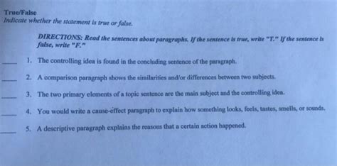 Solved True False Indicate Whether The Statement Is True Or