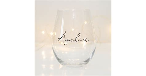Stylish Calligraphy Script Monogram Stemless Wine Glass Zazzle