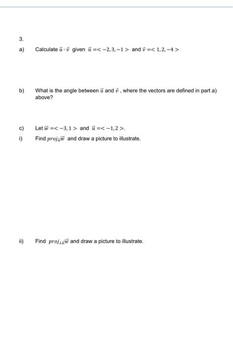 Solved A Calculate Vec U Vec V Given Vec U Chegg Com