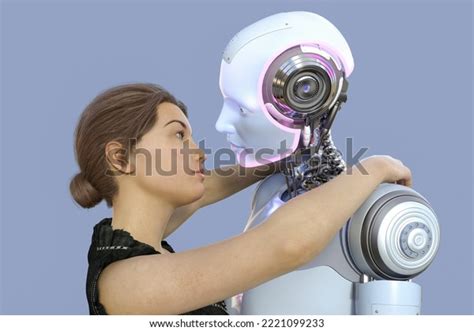 Humanoid Robot Hugging Girfriend Conceptual 3d Stock Illustration 2221099233 Shutterstock