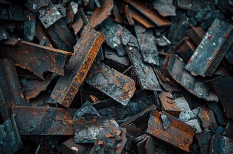 A Pile Of Rusted Metal Pieces Stacked Together Suitable For Industrial Recycling Or Scrap