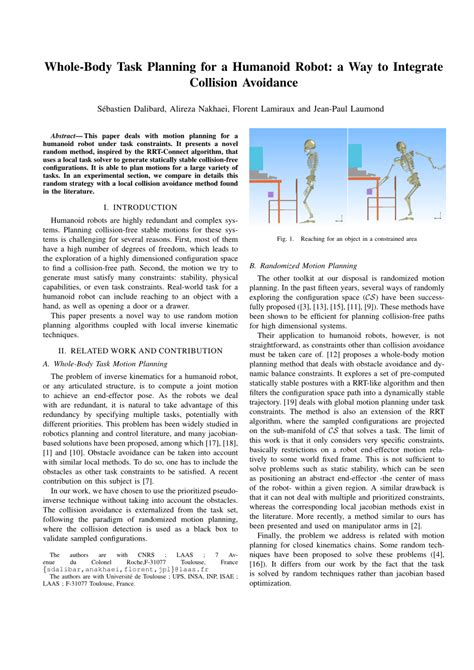 PDF Whole Body Task Planning For A Humanoid Robot A Way To Integrate Collision Avoidance In