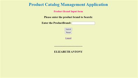 Product Catalog Management Application Shopping Cart Project