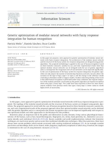 Genetic Optimization Of Modular Neural Networks With Fuzzy Response Integration For Human