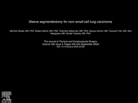 Sleeve Segmentectomy For Non Small Cell Lung Carcinoma Ppt Download