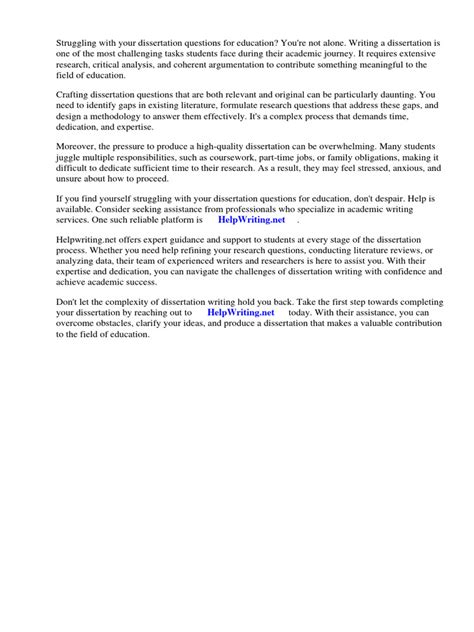 Dissertation Questions For Education Pdf Survey Methodology Thesis