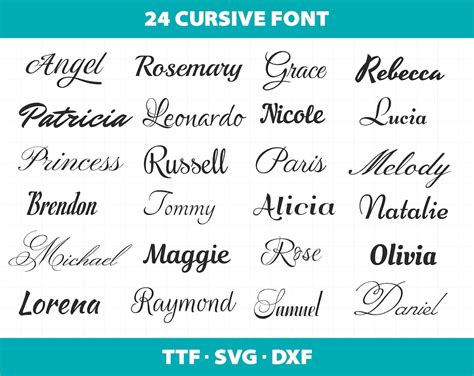 24 Cursive Font Bundle Alphabet Letters Font Svg Ttf Otf Dxf Etsy