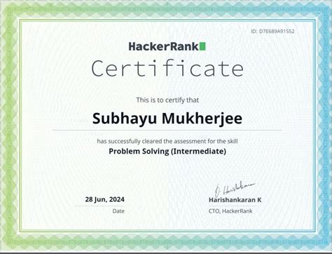 subhayu mukherjee on linkedin hackerrank problemsolving coding