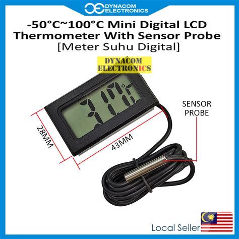 50C 100C Mini Digital Temperature LCD Panel Thermometer With Sensor Probe Meter Suhu Digital