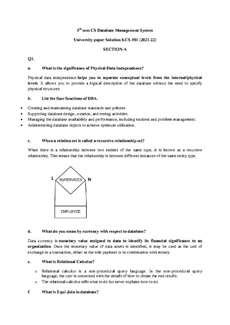 Solution Of Kcs501 Database Management System 5 Th Sem Cs Database Management System
