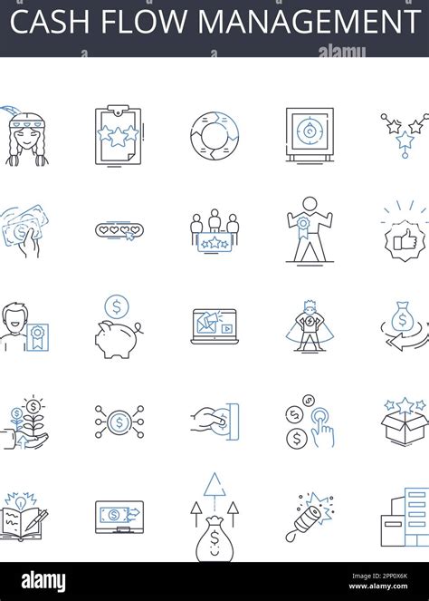 Cash Flow Management Line Icons Collection Revenue Forecasting Profit Optimization Expense