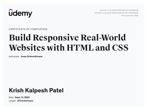 Krish Patel On Linkedin Udemy Course Completion Certificate