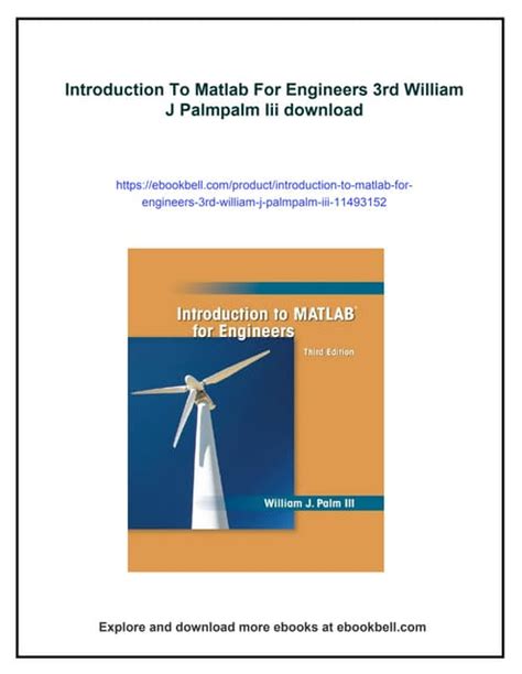 Introduction To Matlab For Engineers 3rd William J Palmpalm Iii Pdf
