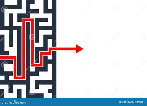A Labyrinth Maze With Red Arrow Path Suggesting A Concept Of Problem Solving Stock Illustration