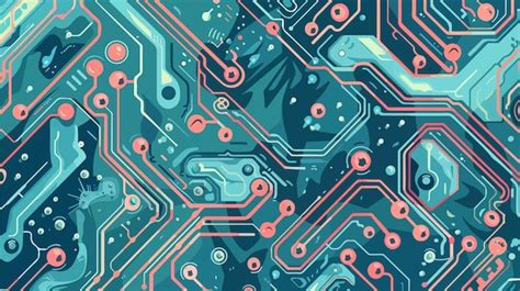 Futuristic Seamless Computer Circuit Board Pattern Premium AI Generated Vector