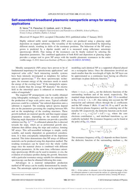 Pdf Self Assembled Broadband Plasmonic Nanoparticle Arrays For