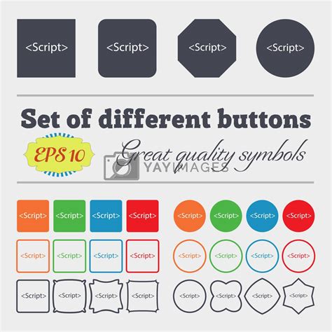 Script Sign Icon Javascript Code Symbol Big Set Of Colorful Diverse