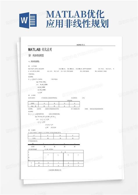 matlab优化应用非线性规划word模板下载 编号lverpdow 熊猫办公