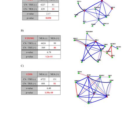 Contingency Tables For Genes Identified Using Two Different Filtering