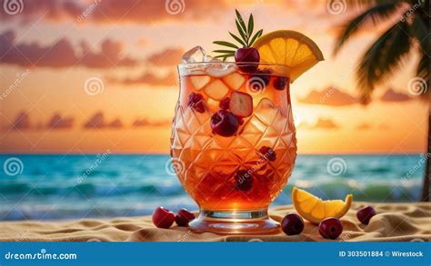 ai illustration of a refreshing sex on the beach cocktail on a beach