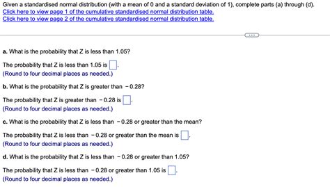 Solved Given A Standardised Normal Distribution With A Mean
