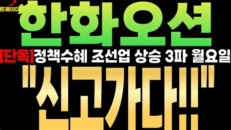 한화오션 단독 정책수혜 이번엔 조선업 차례다 상승 3파동으로 월요일 신고가 갑니다 한화오션 한화오션주가전망 미래에셋투자연구소tv Youtube