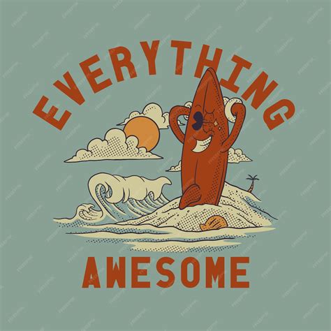 Premium Vector Cartoon Emblem Of Winking Surfing Board Mascot With Retro Style