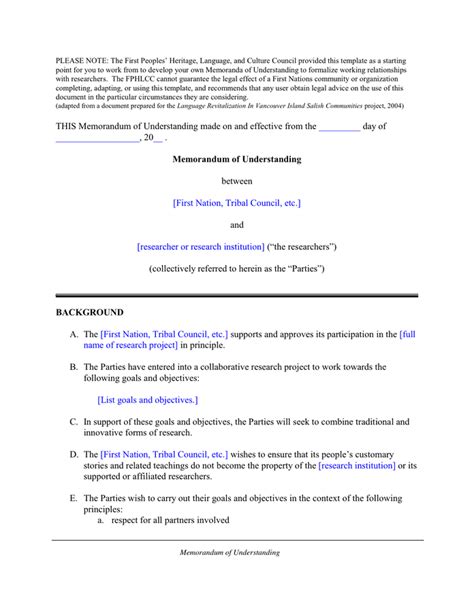 Memorandum Of Understanding In Word And Pdf Formats