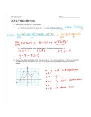 AP Calculus AB Quiz Review Tangent Line Equations Derivatives Course Hero