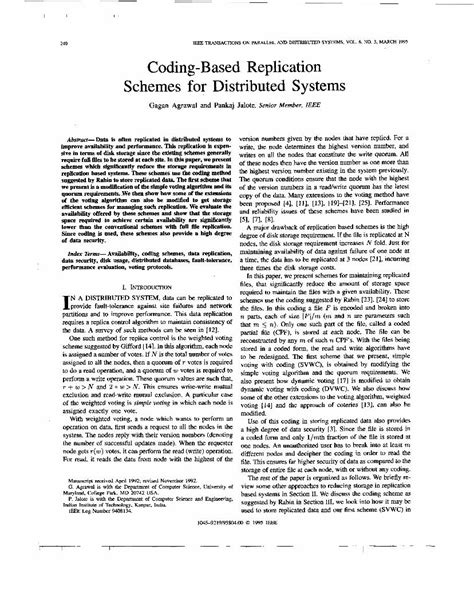 Pdf Coding Based Replication Schemes For Distributed Systems