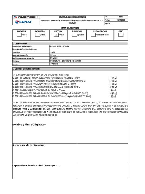 Formato Rfi Pdf Hormigón Cemento