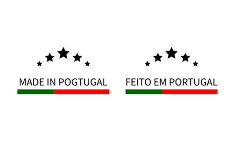 Made In Portugal 라벨은 영어와 포르투갈어로 되어 있습니다 품질 표시 벡터 아이콘입니다 로고 디자인 태그 배지