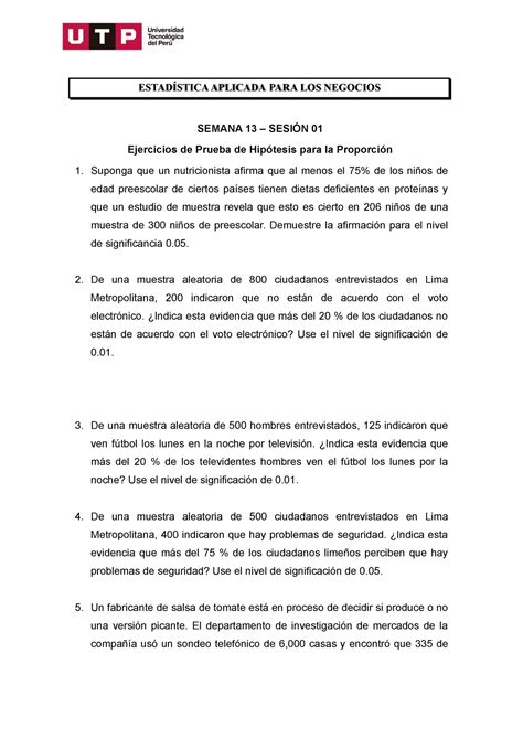 S s Taller DE Ejercicios Resolver ejercicios Eapln UTP HHBL SEMANA SESIÓN