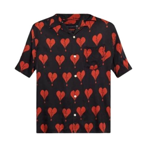 올 세인츠 브레이크 하트 모티프 프린트 숏슬리브 셔츠 블랙 All Saints Kream